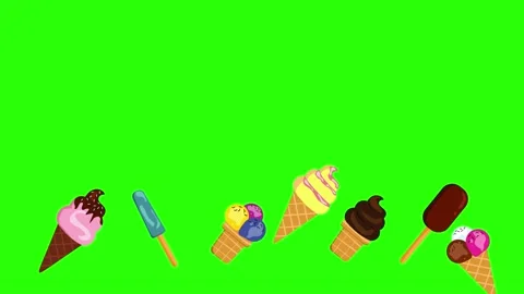 Group of ice cream animation on green sc... | Stock Video | Pond5