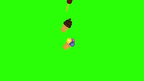 Group of ice cream animation on green sc... | Stock Video | Pond5