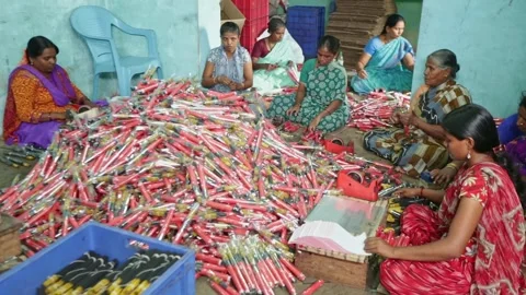 Group of Indian female workers packing a... | Stock Video | Pond5
