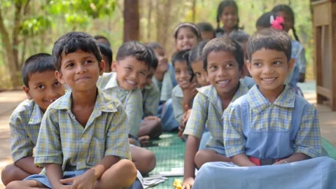 Group of Indian Rural school kids in uni... | Stock Video | Pond5