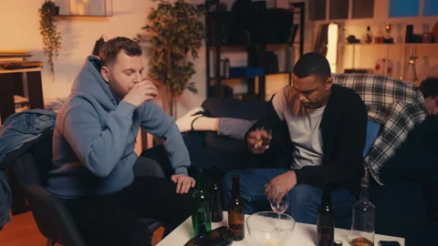 Group of male friends having fun, drunk ... | Stock Video | Pond5