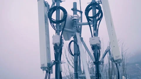 A group of mobile communication antennas... | Stock Video | Pond5