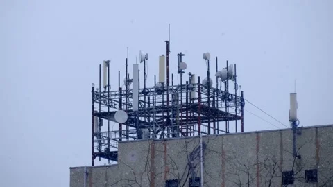 A group of mobile communication antennas... | Stock Video | Pond5