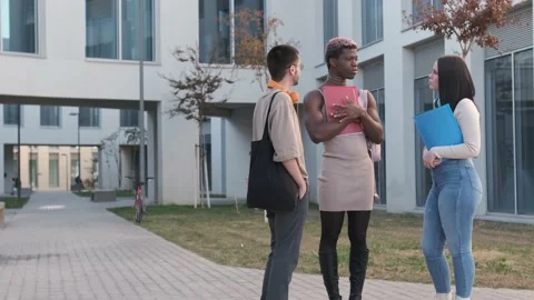 Group of multicultural friends talking d... | Stock Video | Pond5