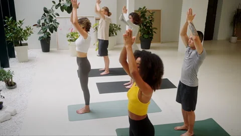 Group of people doing breathing exercise... | Stock Video | Pond5
