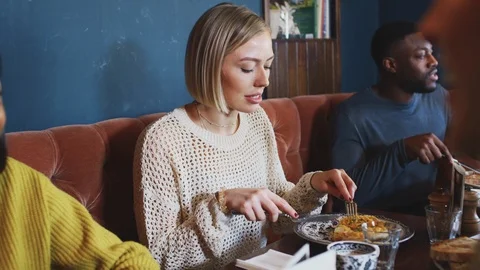 Group Of People Eating In Restaurant Of ... | Stock Video | Pond5