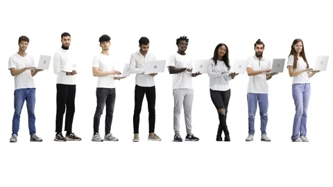 A group of people, full-length, on a whi... | Stock Video | Pond5