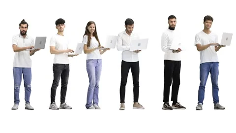 A group of people, full-length, on a whi... | Stock Video | Pond5