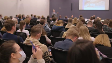 Group of people listening lecture semina... | Stock Video | Pond5