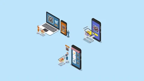 Group of people scan qr code for shoppin... | Stock Video | Pond5