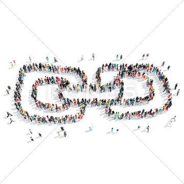 Group people shape chain cartoon ~ Clip Art #54804723