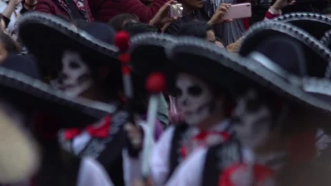 A group of people with skull makeup and ... | Stock Video | Pond5