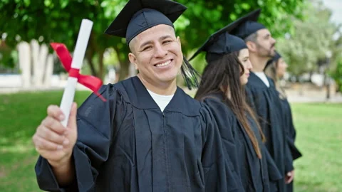 Group of people students graduated holdi... | Stock Video | Pond5