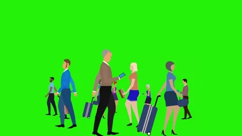 Group of people walking animated green s... | Stock Video | Pond5