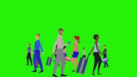 Group of people walking animated green s... | Stock Video | Pond5