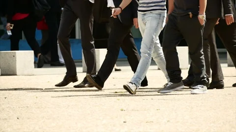 group of people walking. slow motion. fe... | Stock Video | Pond5