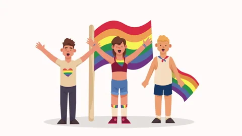 group of persons with lgtbiq flag animat... | Stock Video | Pond5