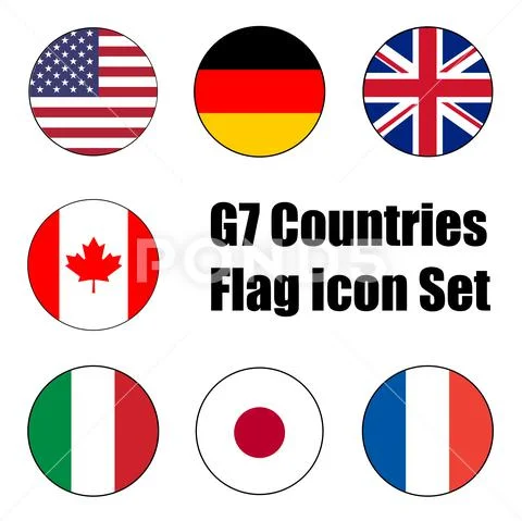 Group of Seven (G7) Country Flag Vector Circle Icon Set Illustration ...