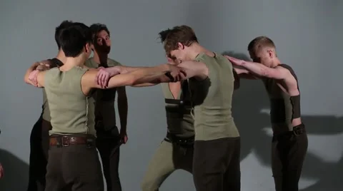 Group of seven men in medieval costumes ... | Stock Video | Pond5