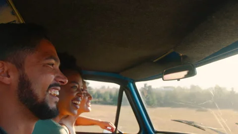 Group Of Smiling Friends On Road Trip Dr... | Stock Video | Pond5