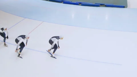 Group of Speed Skaters Competing During ... | Stock Video | Pond5