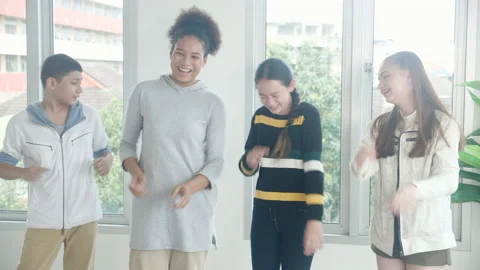 Group of student doing activity to teach... | Stock Video | Pond5