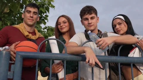 group of teenage students gen z stand in... | Stock Video | Pond5