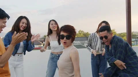 Group of young Asian people dancing at s... | Stock Video | Pond5
