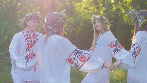 a group of young people in national Slav... | Stock Video | Pond5