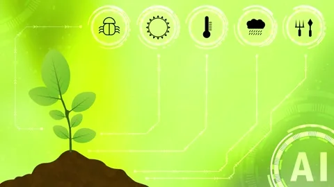 growing plants animation with ai monitor... | Stock Video | Pond5