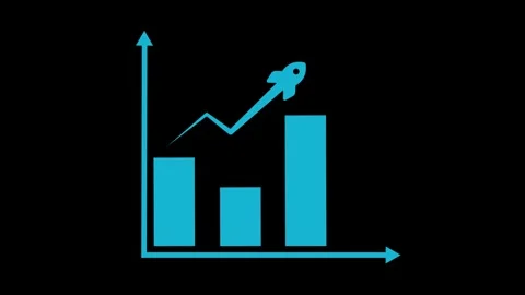 Growth Icon with Rocket and Bar Chart An... | Stock Video | Pond5