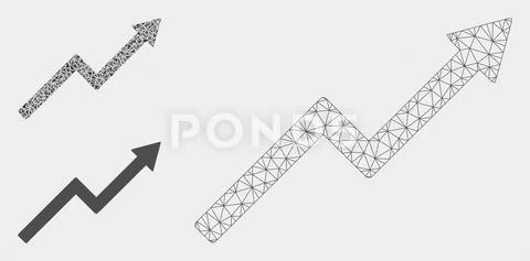 Growth Trend Chart Vector Mesh Wire Frame Model and Triangle Mosaic ...