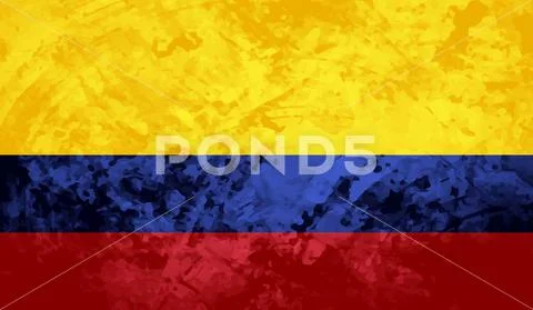 Grunge Columbia flag. Columbia flag with waving grunge texture. ~ Clip ...