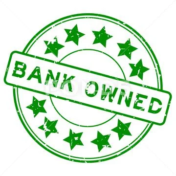 Grunge green bank owned word with star icon round rubber seal stamp on white: Graphic #200833265