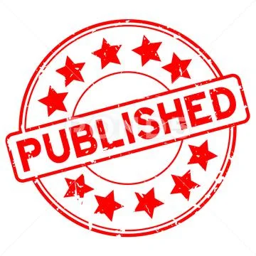 Grunge red published word with star icon round rubber seal stamp on ...