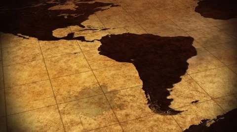 Grunge Stained Map Of The World Backgrou... | Stock Video | Pond5