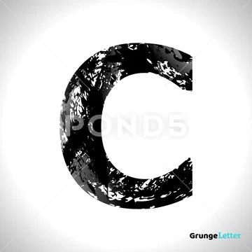 Grunge Vector Letter C. Black Font Sketch Style Symbol Illustration ...