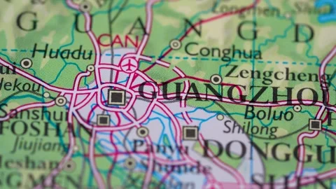 Guangzhou highlighted on a world map 4K | Stock Video | Pond5