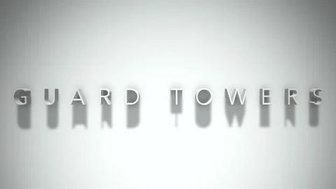 guard towers 3D title animation white te... | Stock Video | Pond5