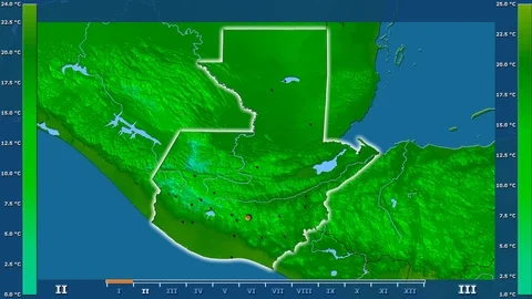 Guatemala - minimum temperature, borders... | Stock Video | Pond5