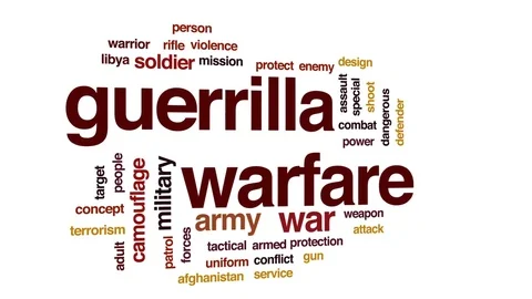 Guerrilla warfare animated word cloud, t... | Stock Video | Pond5