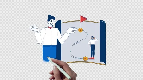 Guiding path to success hand drawn white... | Stock Video | Pond5