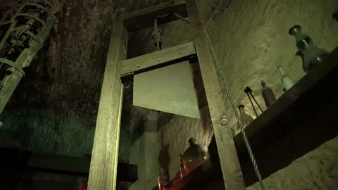 Guillotine at the museum in the dungeon | Stock Video | Pond5