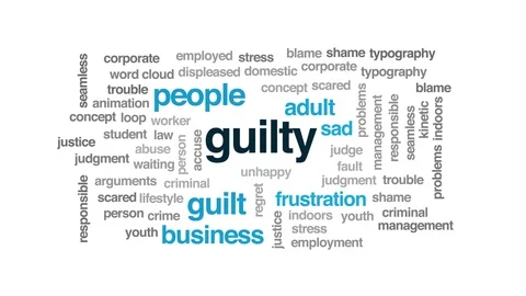 Guilty animated word cloud. Kinetic typo... | Stock Video | Pond5