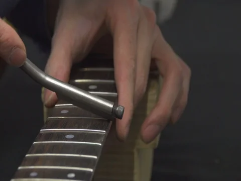 Guitar Maker Sanding Fretboard | Stock Video | Pond5