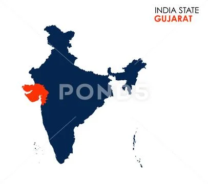 Gujarat map of Indian state. Gujarat map vector illustration. Gujarat ...