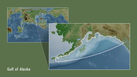Gulf of Alaska. Pale map. Patterson Cyli... | Stock Video | Pond5