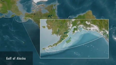 Gulf of Alaska. Satellite map. Patterson... | Stock Video | Pond5