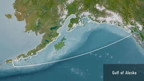 Gulf of Alaska. Satellite map. Patterson... | Stock Video | Pond5