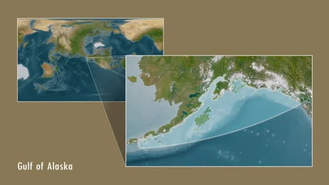 Gulf of Alaska. Satellite map. Patterson... | Stock Video | Pond5